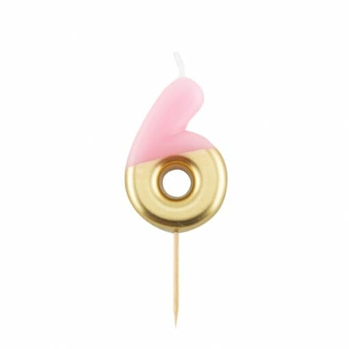 Vela Rosa e Dourado nº 6 ⋆ Festa Na Hora - Artigos de Festa